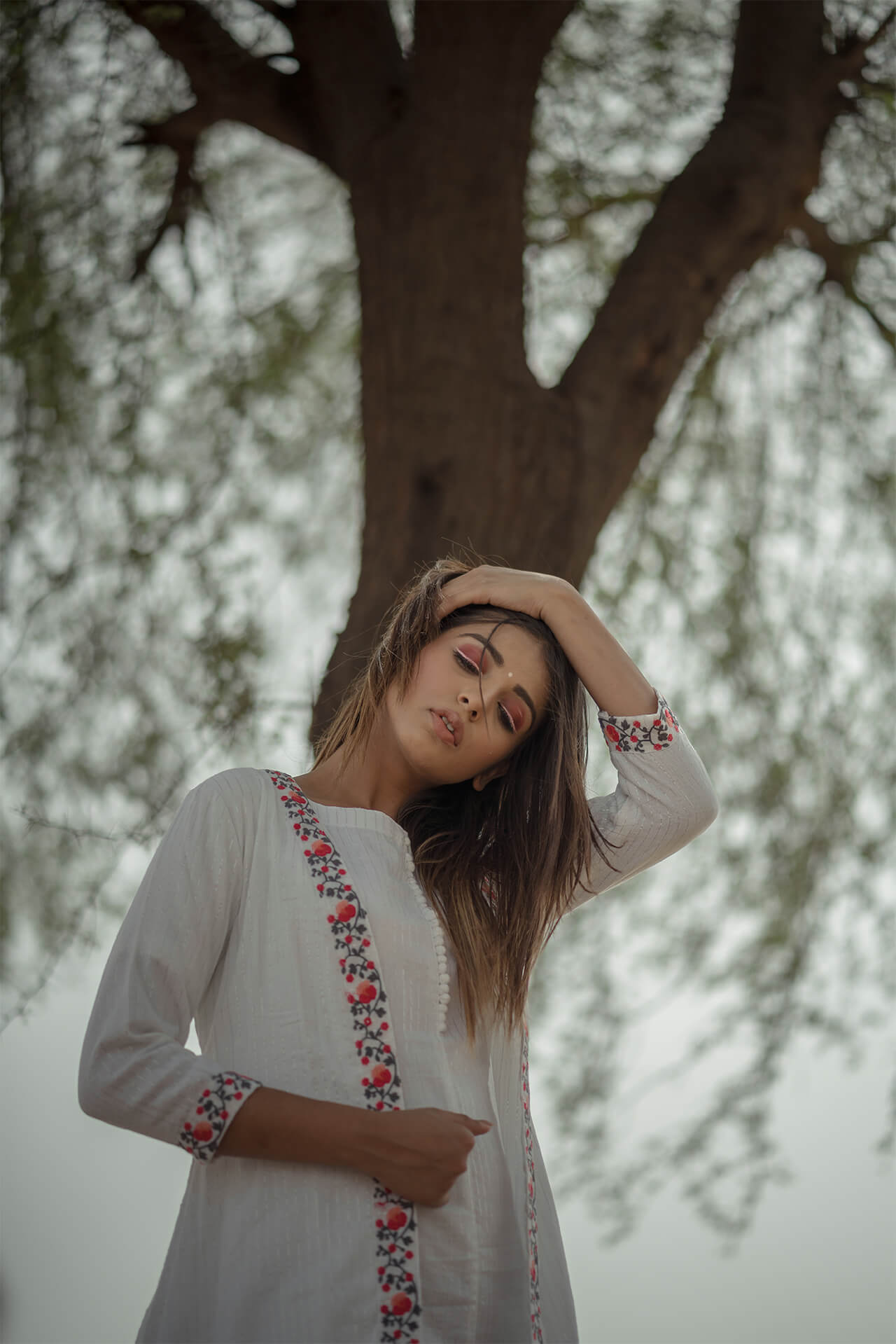 Peach Inner with Embroidered Cape - Set of Two